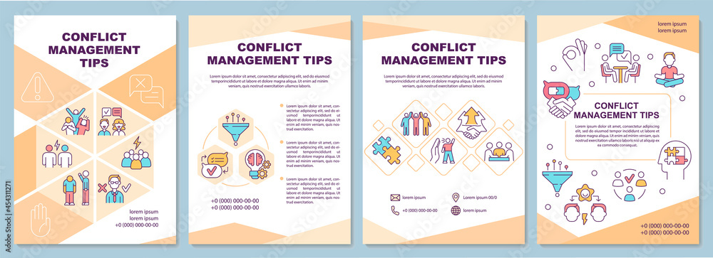 Conflict management tips brochure template. Human relations. Flyer ...
