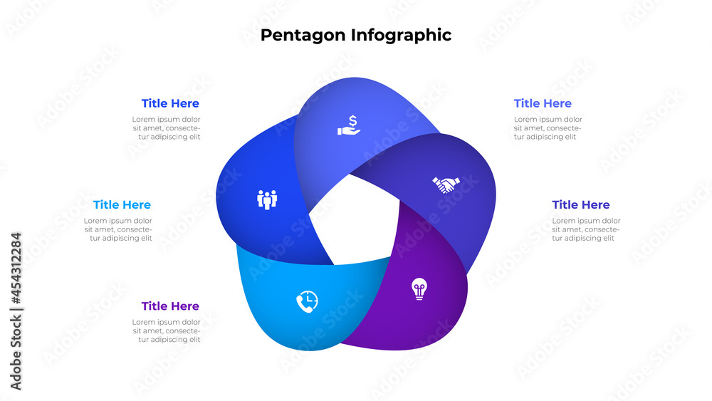 Cycle diagram divided into 5 sectors. Design concept of five steps or ...