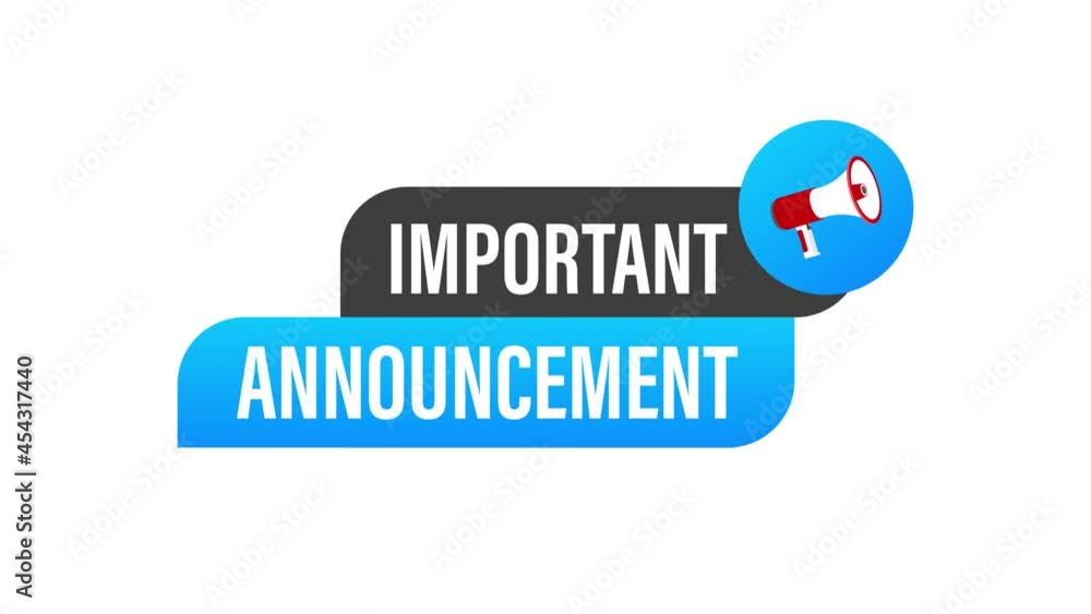 Banner with important announcement. Blue important announcement sign ...