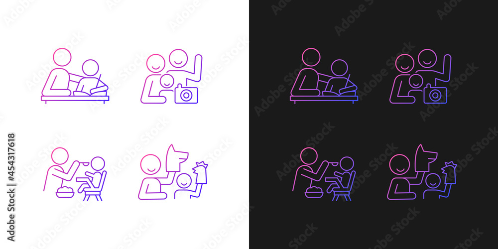 Effective parenting style gradient icons set for dark and light mode ...