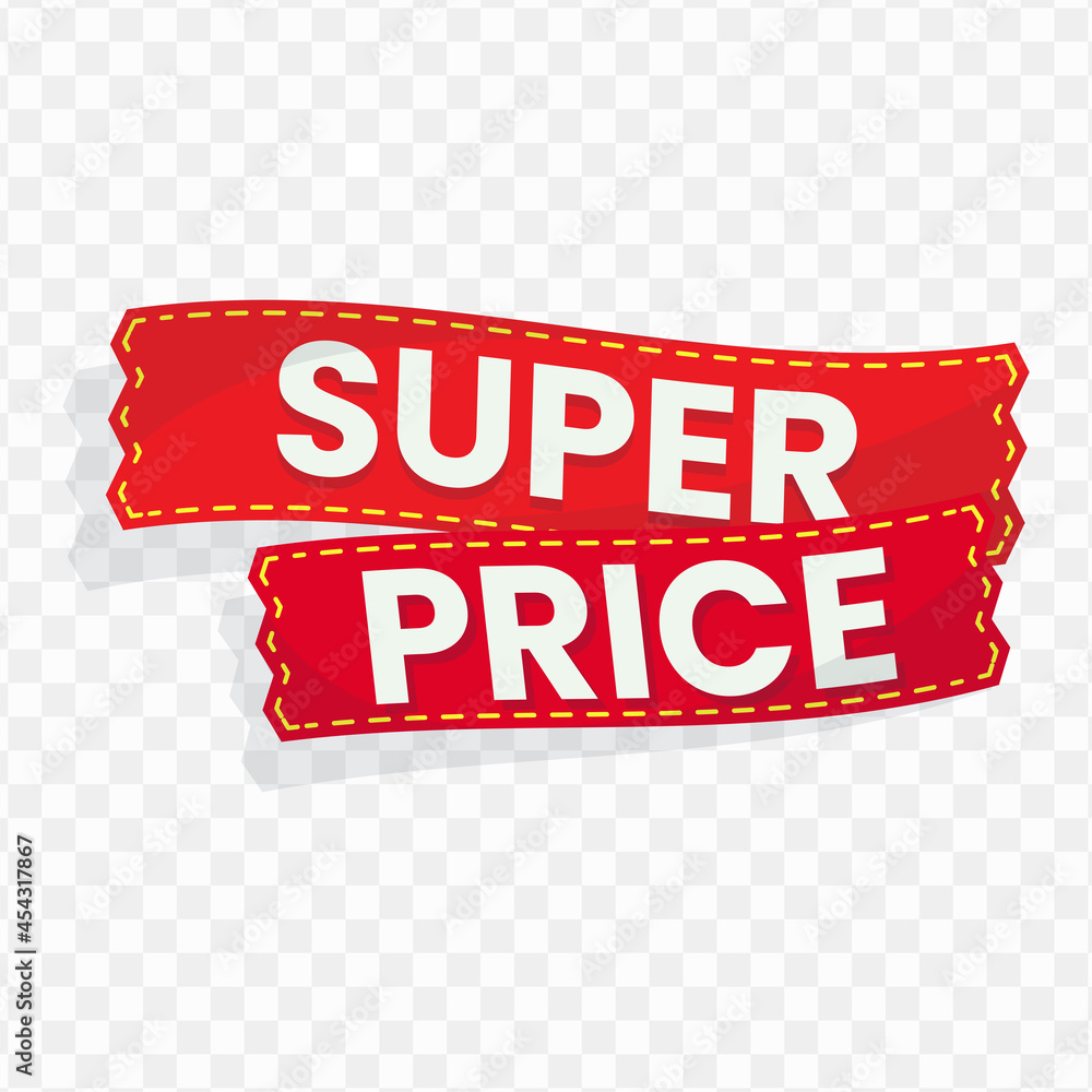 Super Price Tag design, red and yellow color, Vector Illustration with ...