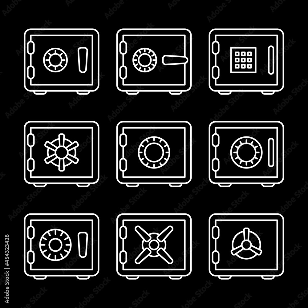 Bank safe line icon. linear style closed safe isolated. Security single ...