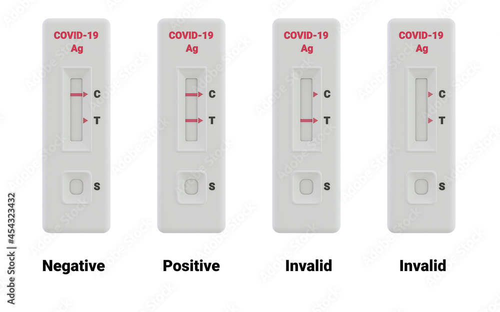 Set of white Covid-19 antigen test results isolated on white background ...