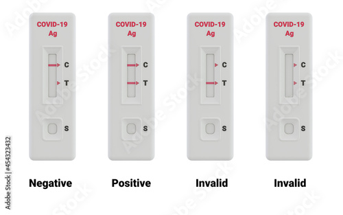 Set of white Covid-19 antigen test results isolated on white background ...