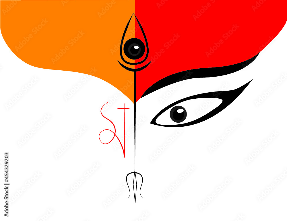 Intricate line art design in Durga idol | Durga eyes Stock Vector ...