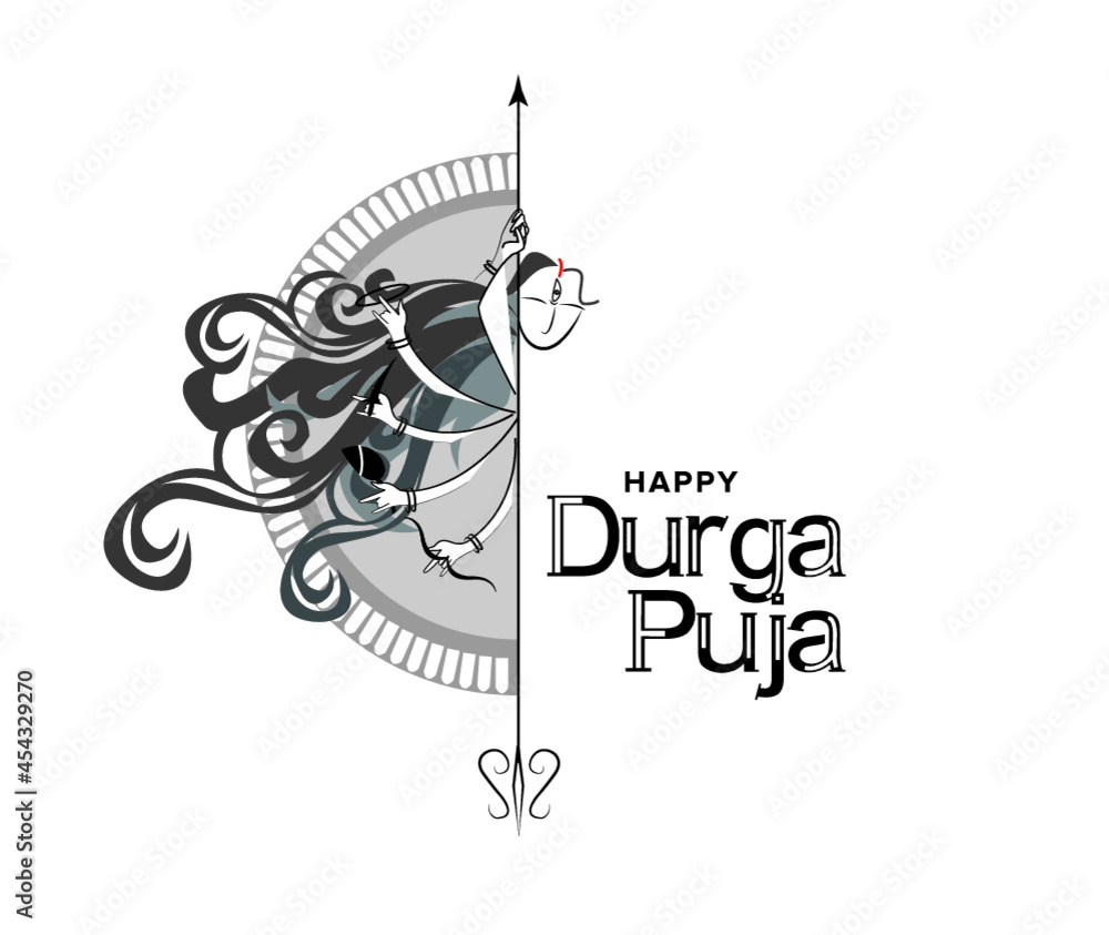 Durga puja line art in graphics Stock Vector | Adobe Stock