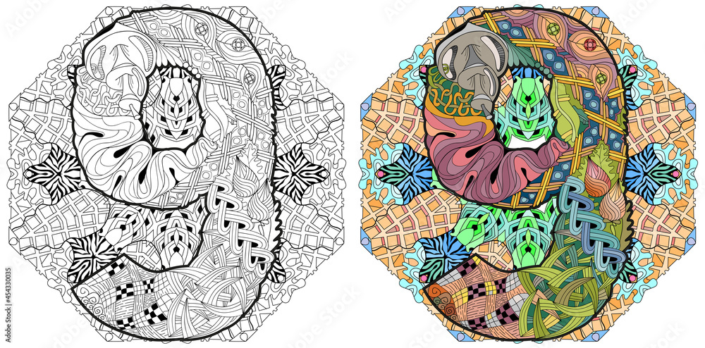 Mandala with numero nine for coloring. Vector decorative zentangle ...