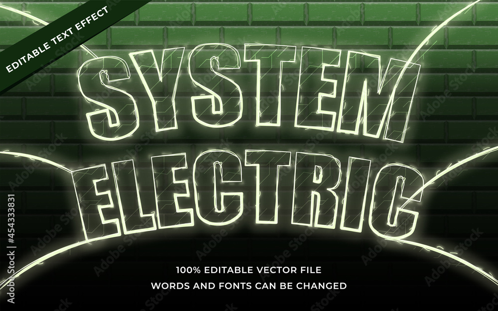 System electric text effect editable for illustrator Stock Vector ...