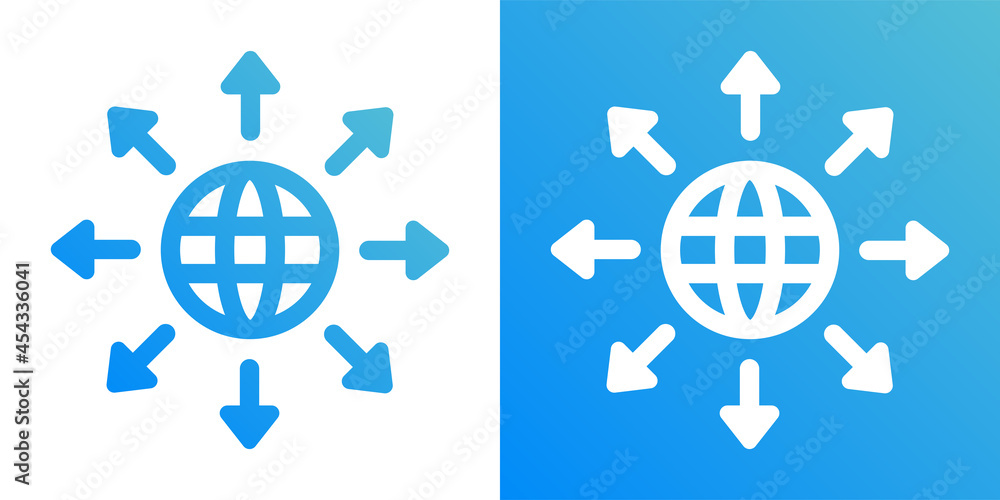 Word expansion icon. Global with arrow around symbol vector ...