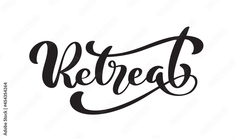 Retreat brush logo black calligraphy lettering Text. Vector Phrase ...