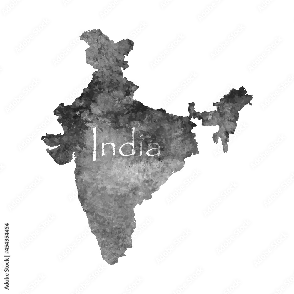 Old abstract grunge map of India with ancient map and letters on white ...