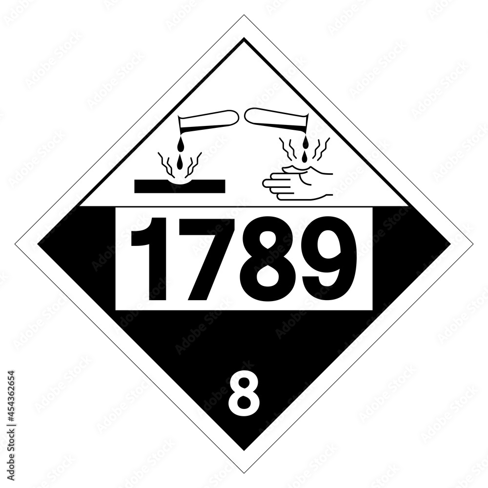 UN1789 Class 8 Hydrochloric Acid Symbol Sign, Vector Illustration ...