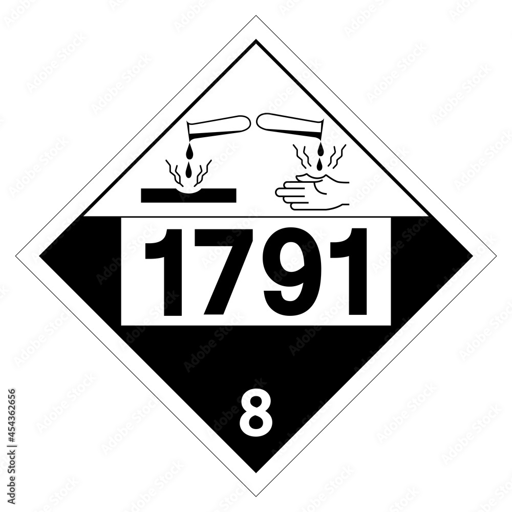 UN1791 Class 8 Hypochlorite Solution Symbol Sign, Vector Illustration ...