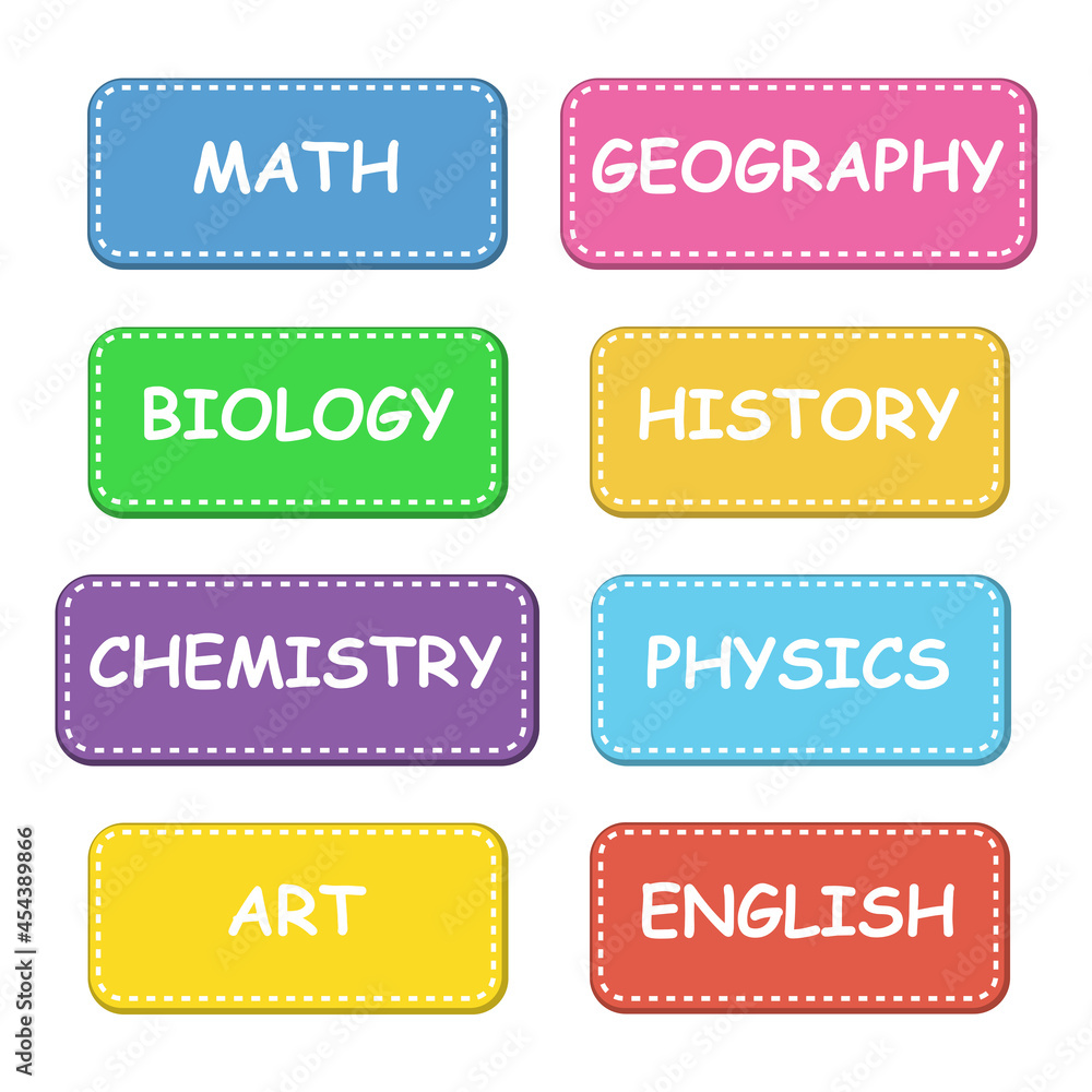 School Subject Labels3 Stock Vector | Adobe Stock