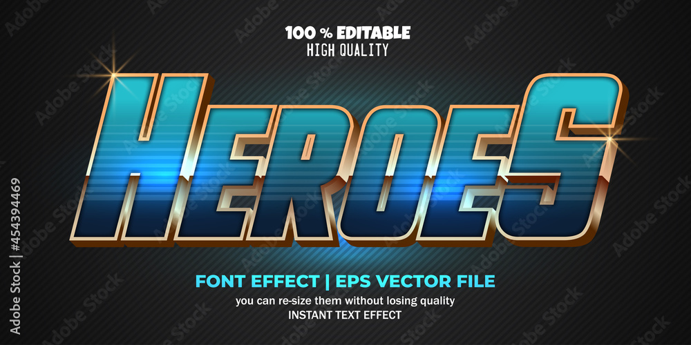 Heroes editable font vector text style template Stock Vector | Adobe Stock