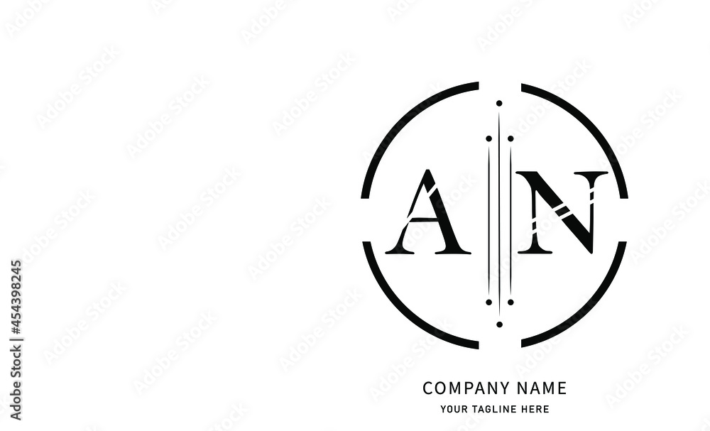 AN Letter logo Vector design. AN font type logo. logotype AN letter ...