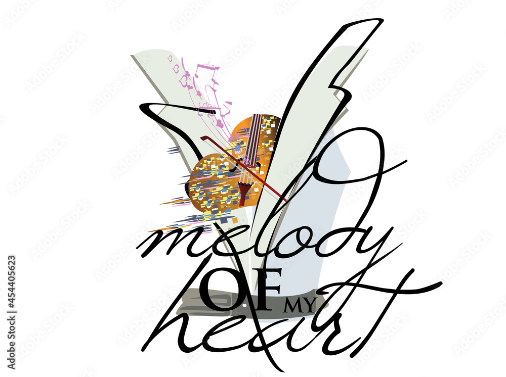 Melody of my heart slogan design with heart decorated with colorful ...