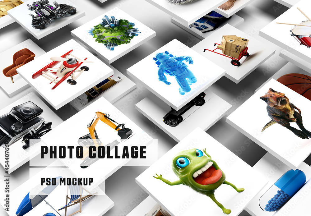 3D Photo Collage Mockup Stock Template | Adobe Stock