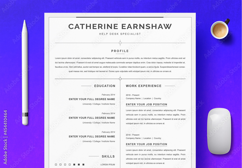Professional Resume and Cover Letter Layouts Stock Template | Adobe Stock