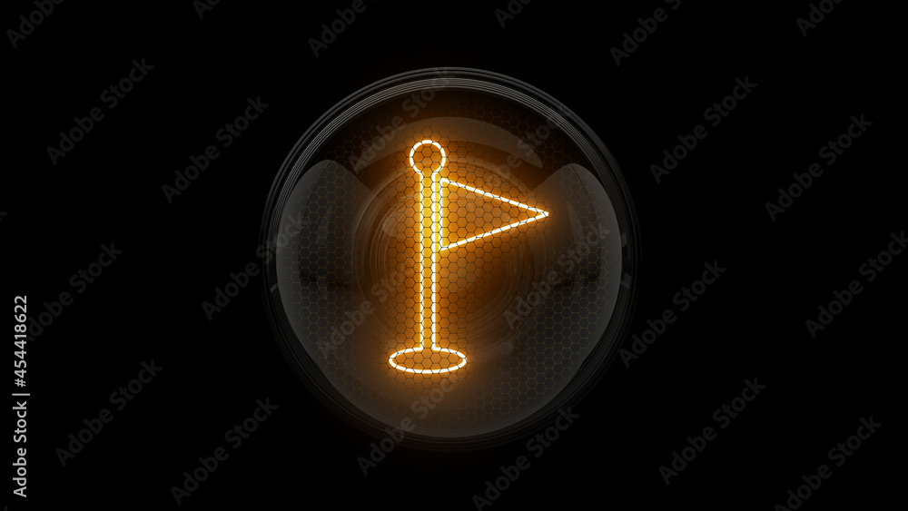 GPS location. Flag. Nixie tube indicator. Gas discharge indicators and ...