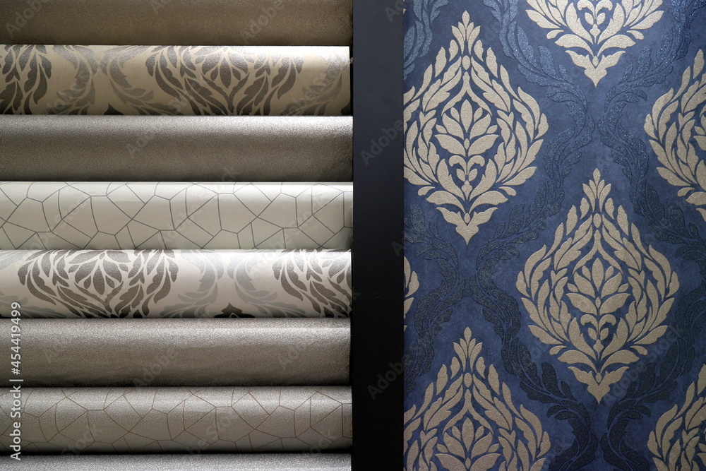 Rolls of vinyl wallpaper for finishing walls. Different textures ...