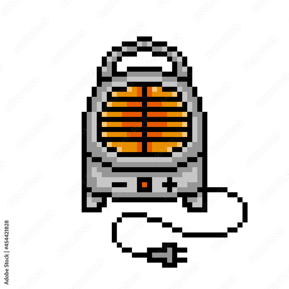 Vetor do Stock: 8 bit pixel art portable convective ceramic fan heater ...