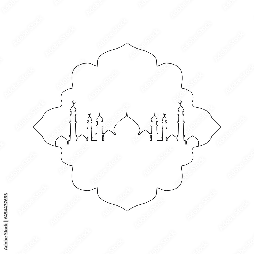 Mosque continuous line art drawing vector minimalist design. islamic ...