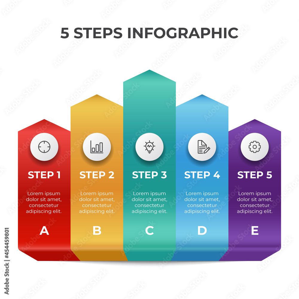 infographic element vector with 5 bullets, steps, options, list, arrow ...