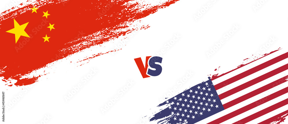 Creative China vs United States of America brush flag illustration ...
