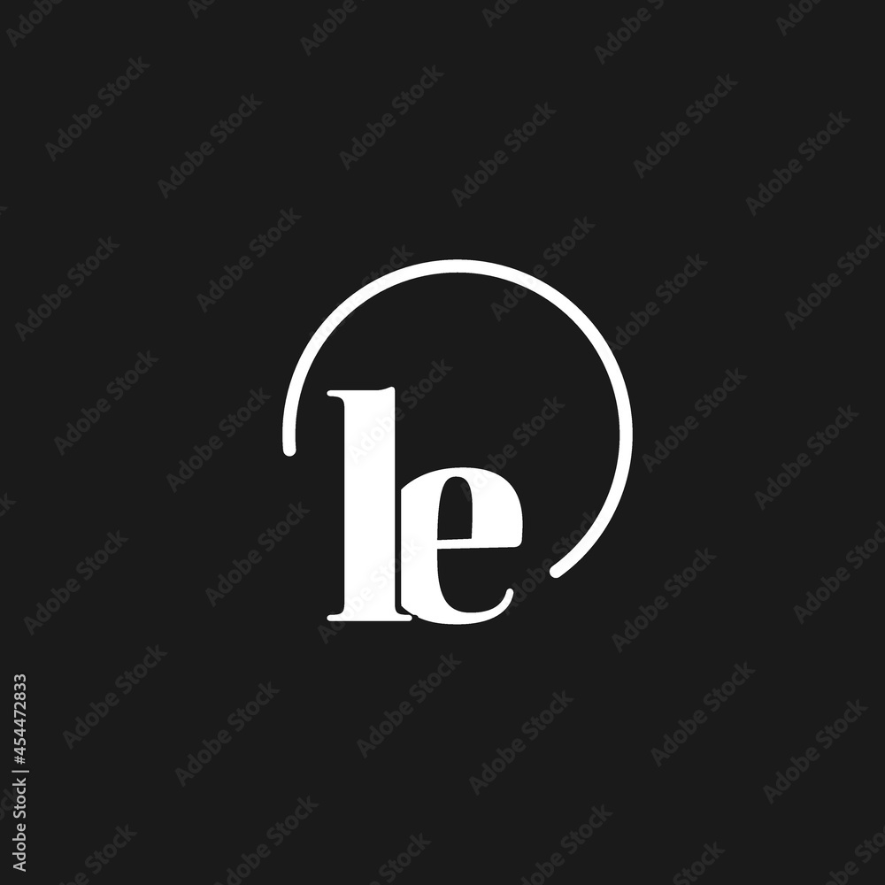 LE logo initials monogram with circular lines, minimalist and clean ...