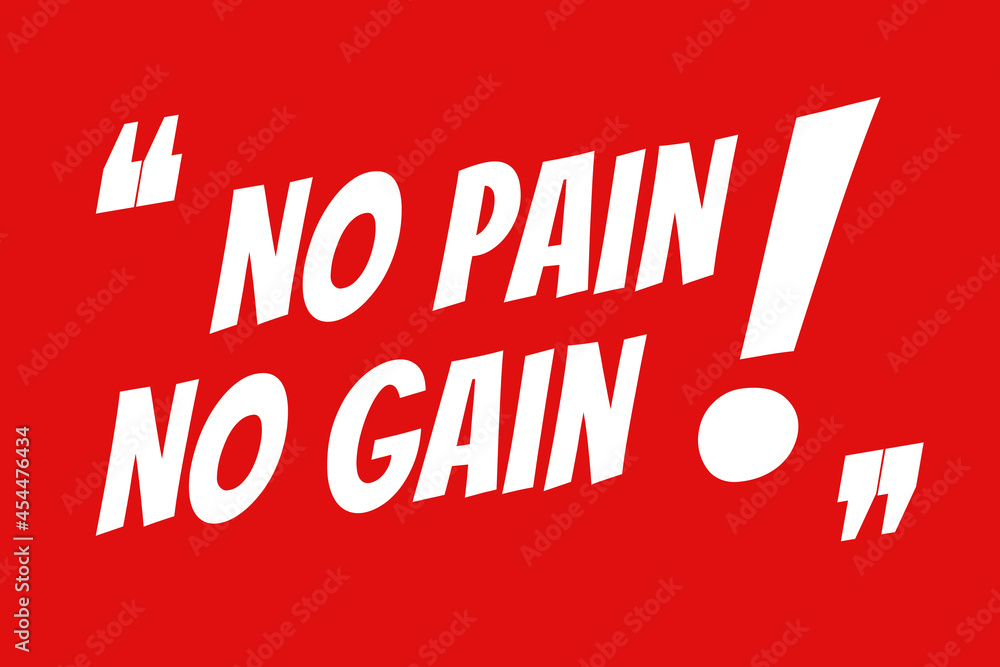 No Pain No Gain typography poster design in red and white colors. Used ...