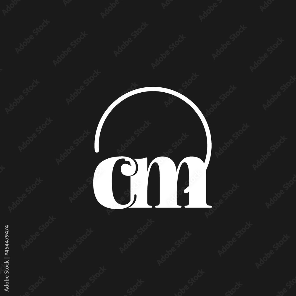 CM logo initials monogram with circular lines, minimalist and clean ...