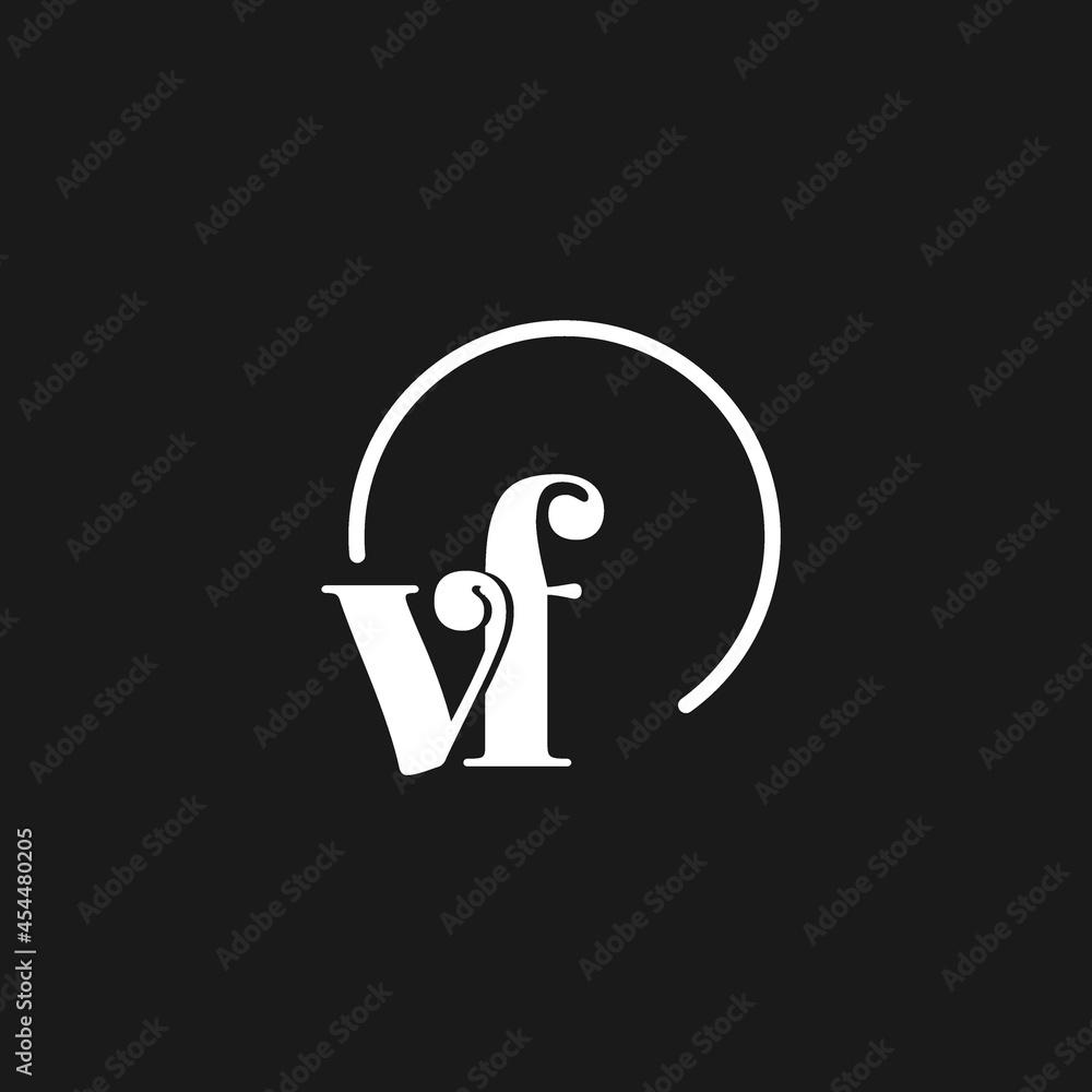 VF logo initials monogram with circular lines, minimalist and clean ...