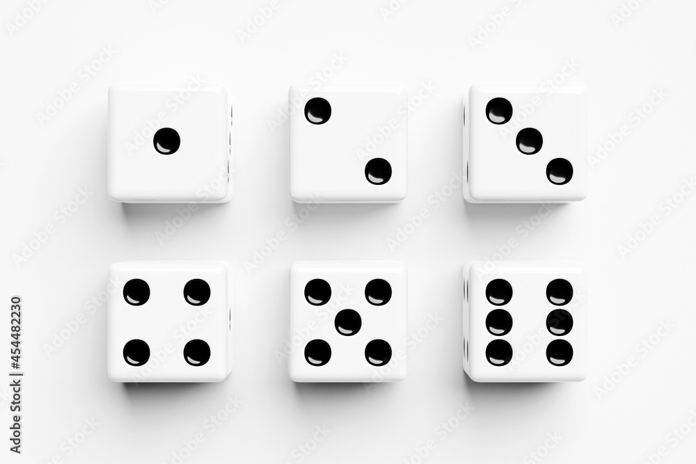 3D illustration set of game dice, isolated on white background. Dice ...