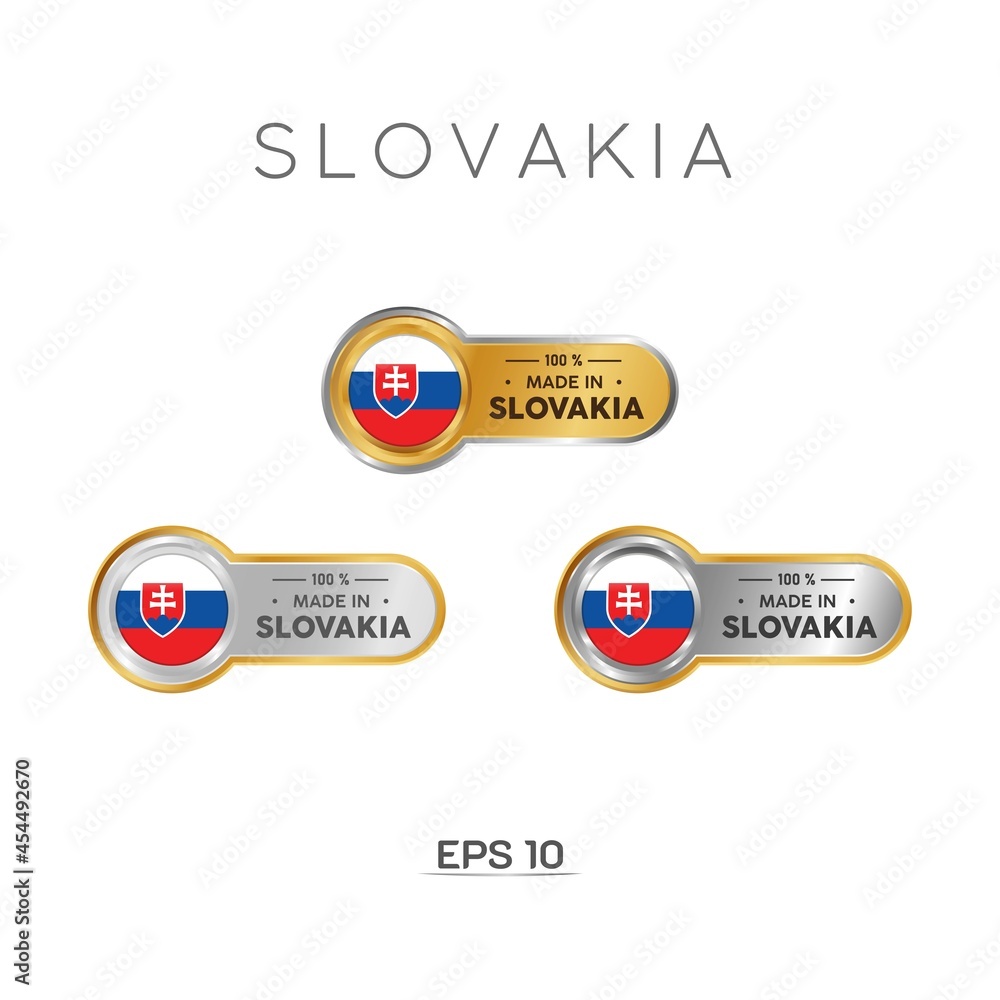 Made in Slovakia Label, Stamp, Badge, or Logo. With The National Flag ...
