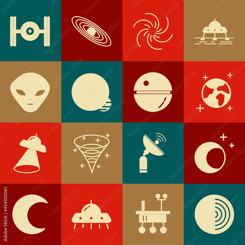 Set Earth structure, Moon and stars, globe, Black hole, Planet, Alien ...