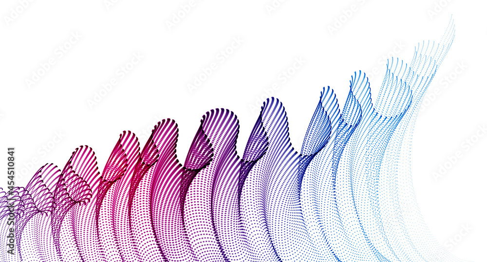 Vector abstract background with wave of flowing particles, smooth curve ...