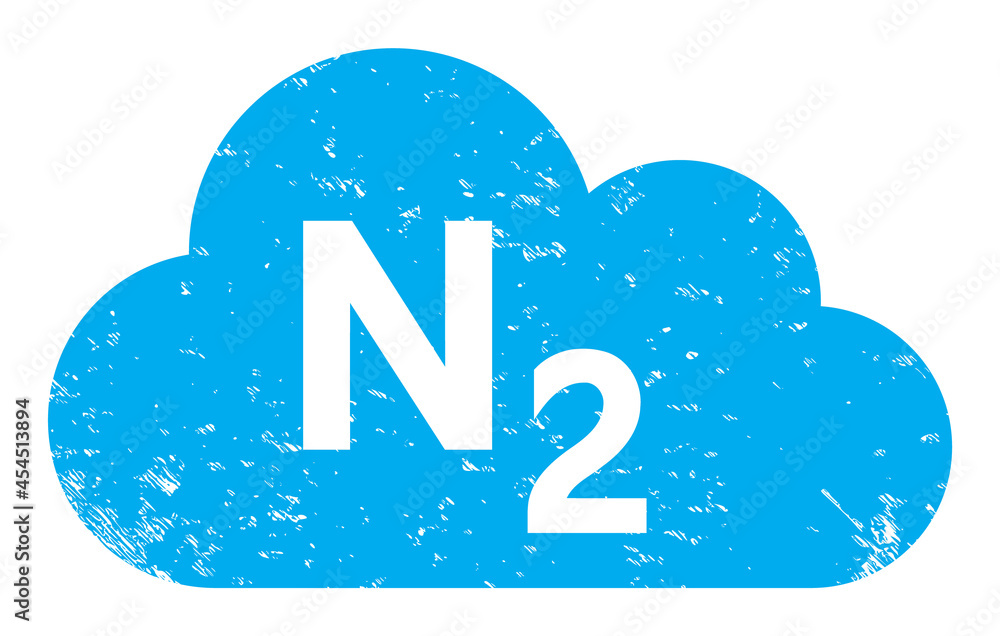 Nitrogen gas icon with scratched effect. Isolated vector nitrogen gas ...