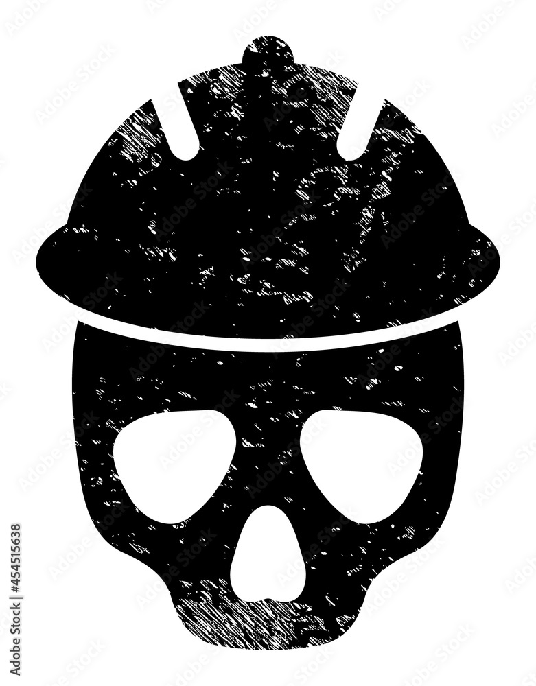 Safety helmet skull icon with scratched effect. Isolated vector safety ...