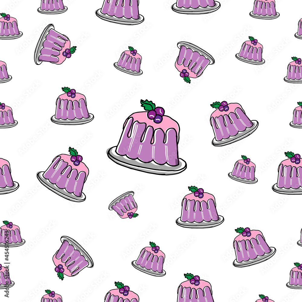 jelly pudding with berry fruit topping illustration on white background ...
