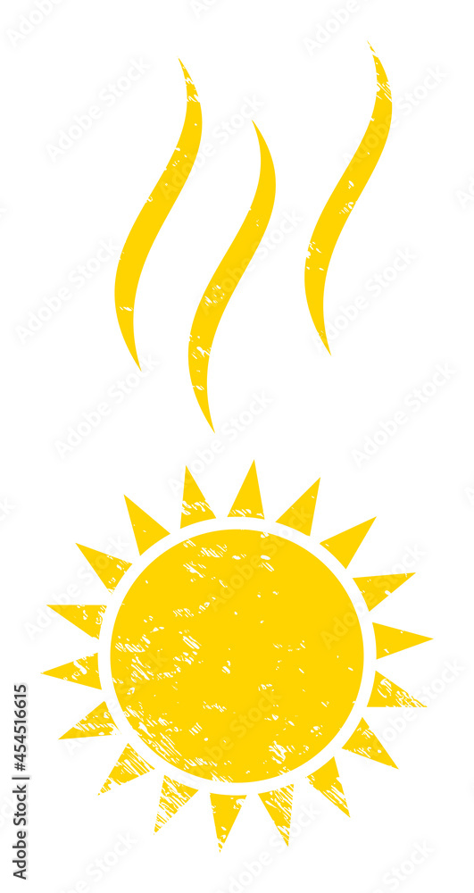Sun warm icon with grunge effect. Isolated vector sun warm symbol with ...
