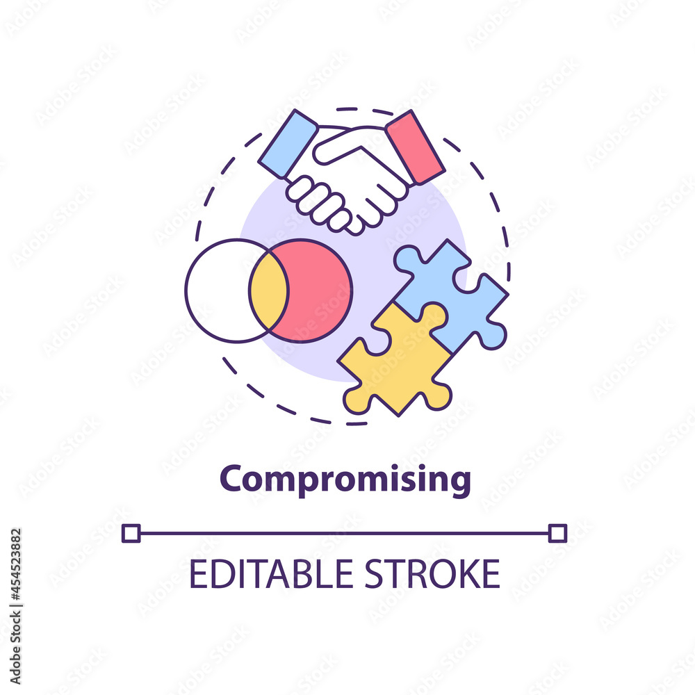 Compromising concept icon. Strategy to resolving problems. Mutual ...
