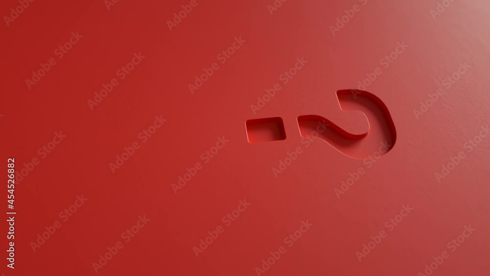 Red Color Engraved Question Mark Spinning On The Floor In Loop ...