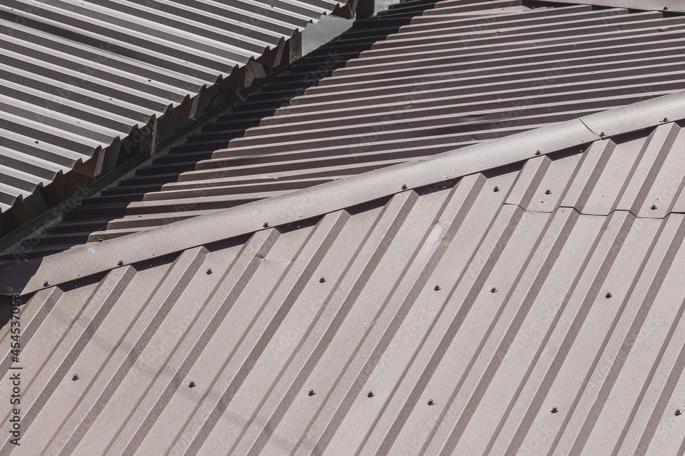 Metal roof covering of the house iron structure and architecture ...