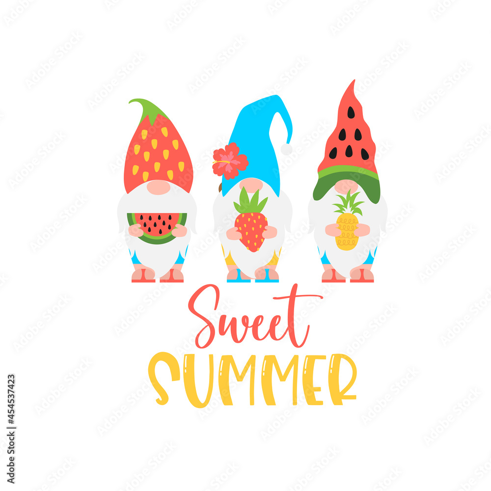 Cute summer gnomes. Nordic gnomes in cartoon style Stock Photo | Adobe ...