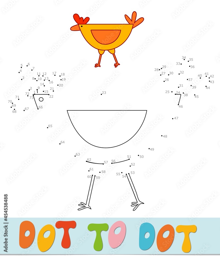Dot to dot puzzle for children. Connect dots game. Chicken vector ...