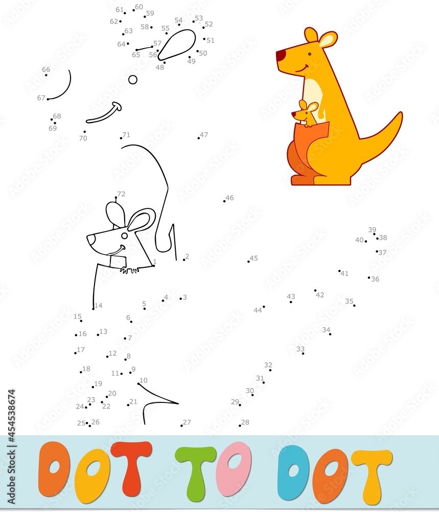 Dot to dot puzzle for children. Connect dots game. Kangaroo vector ...