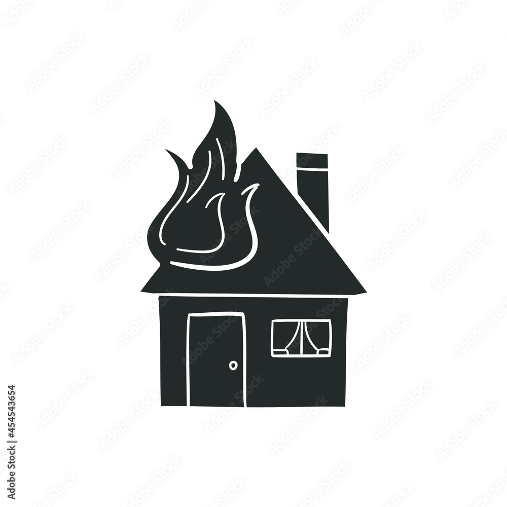 Burning House Icon Silhouette Illustration. Fire Home Vector Graphic ...