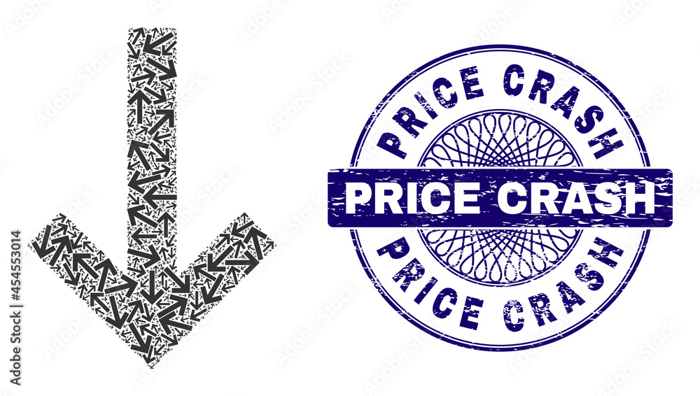 Recursive combination down arrow and Price Crash round unclean stamp ...