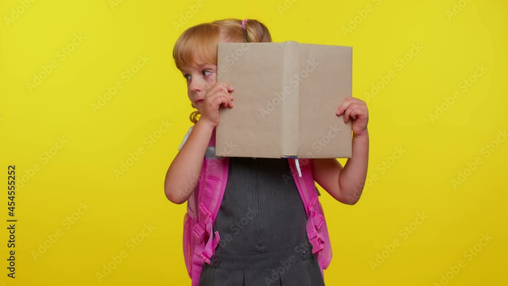 Attractive blond teenage student girl kid in school uniform wears pink ...